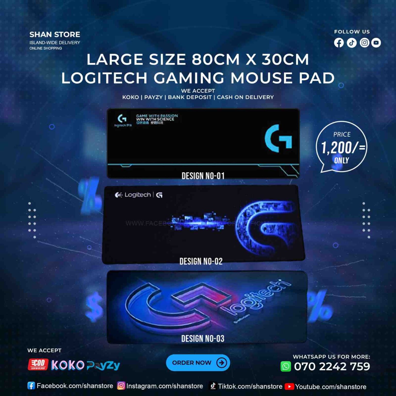 Large Gaming Mouse Pad 80cm x 30cm LOGITECH Design - Shan Store ...